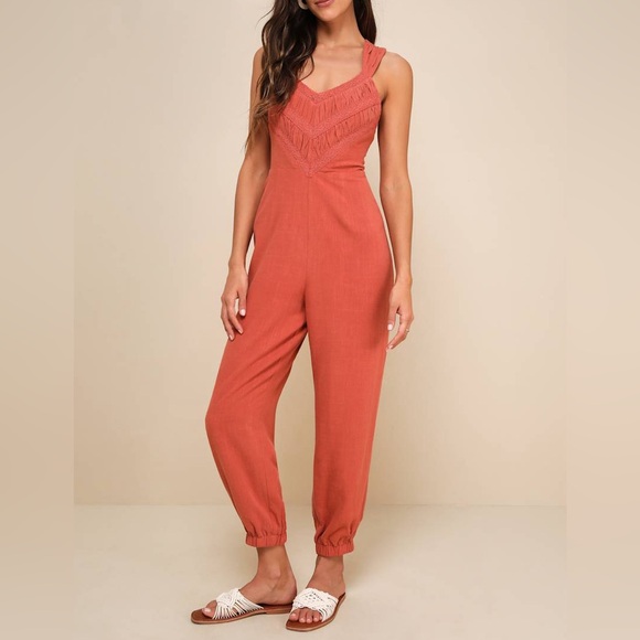 Lulus | Pants & Jumpsuits | Nwt Lulus Distinctly Trendy Terracotta ...